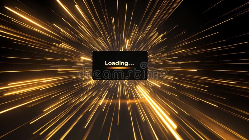 Loading Word on Digital Technology Background. Golden Lines on Monitor ...