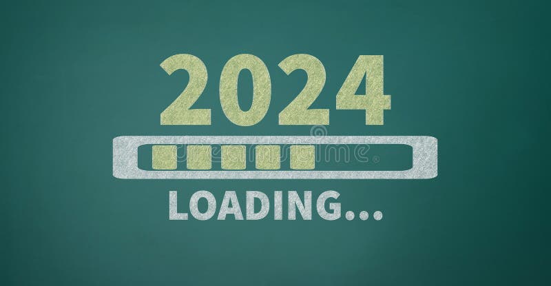 Loading 2024 Written on the Blackboard Stock Image - Image of ...