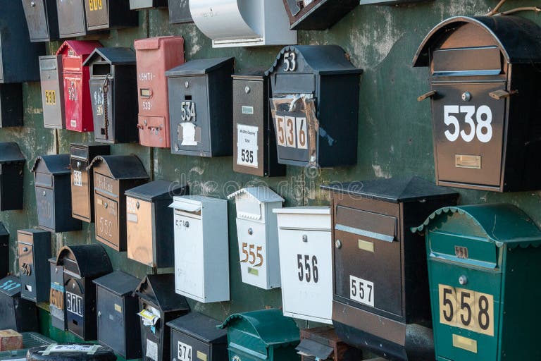 Large Wall with Many Letter Boxes Stock Image - Image of loads, metal ...