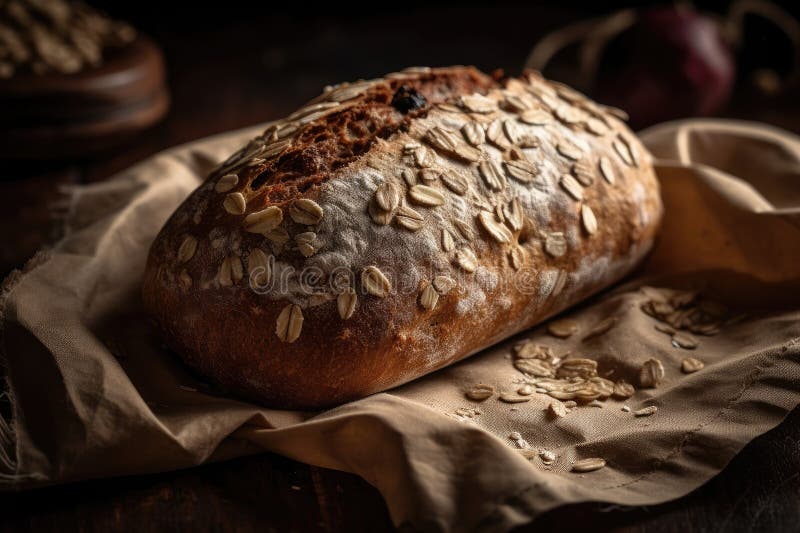 Loaf of Barley Bread with Seeds. Generative AI Stock Illustration ...