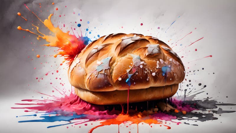 Loaf of Bread is Artistically Enhanced with a Splash of Colorful Paint ...