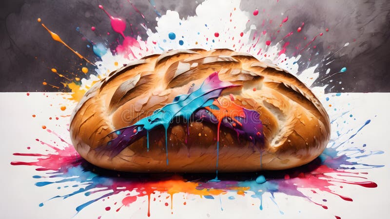 Loaf of Bread is Artistically Enhanced with a Splash of Colorful Paint ...