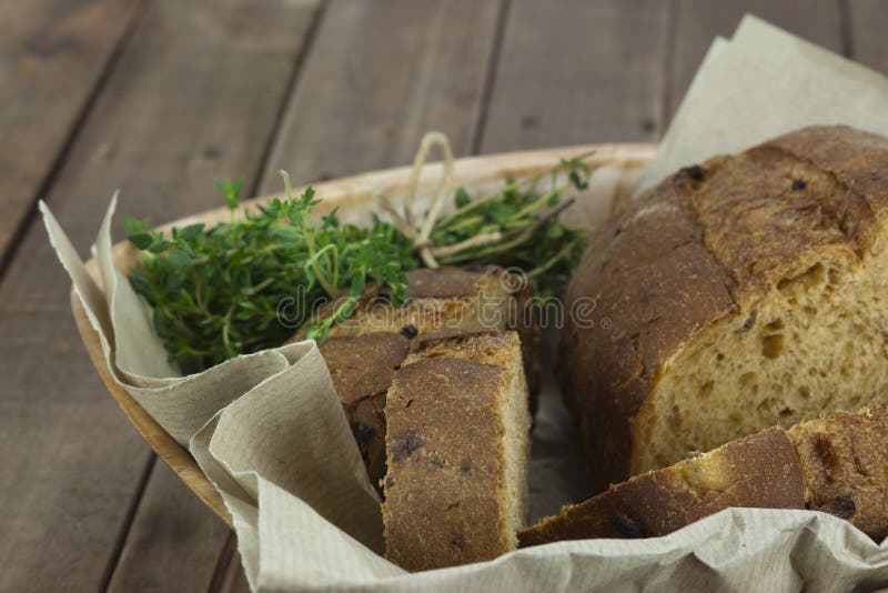 Loaf of bread in a basket stock image. Image of flour - 55243617