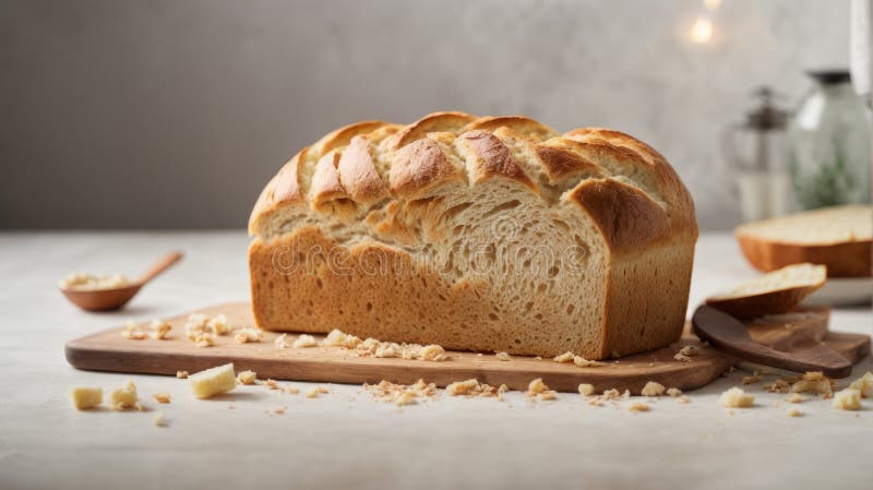 Loaf of Bread Cut into Pieces on a White. the View of the Top Stock ...