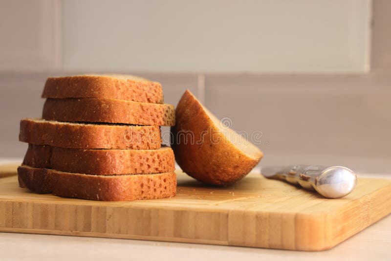 Loaf of Bread, Cut into Slices, Fresh Bread. Stock Image - Image of ...