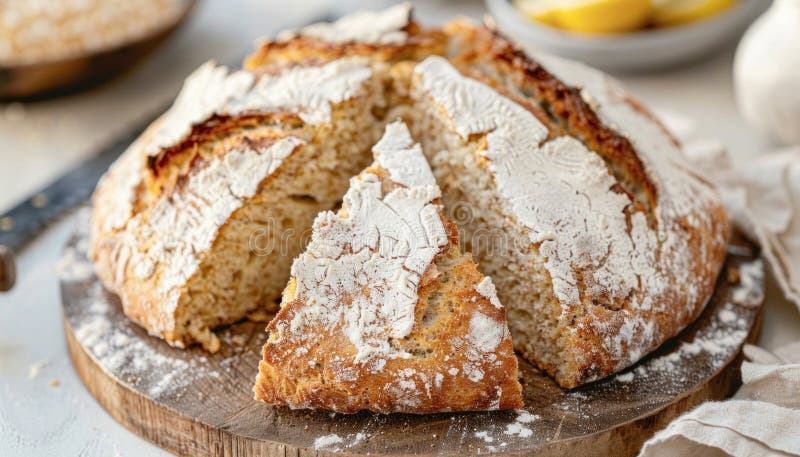 A Loaf of Bread on a Cutting Board with a Missing Slice, Common in Recipes and As a Staple Food ...