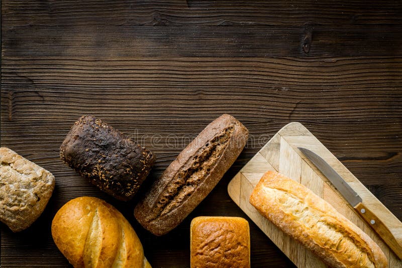 Loaf of Bread on Cutting Board Top-down Copy Space Stock Photo - Image ...