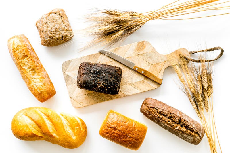 Loaf of Bread on Cutting Board Top-down Stock Image - Image of organic ...