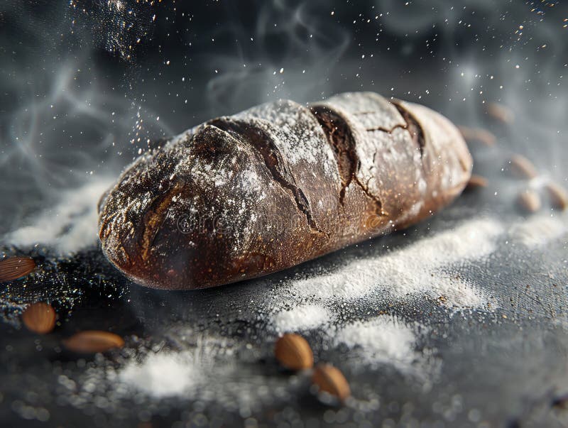 A Loaf of Bread with Flour and Powder on it Stock Image - Image of ...