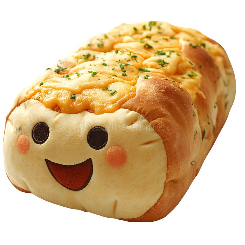 A Loaf of Bread with Melted Cheese and Herbs and a Cartoon Face on a ...