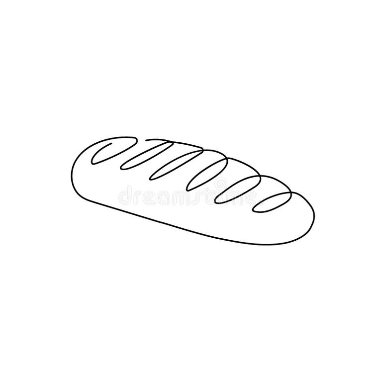 Loaf of Bread One Line Art. Continuous Line Drawing of White Bread ...