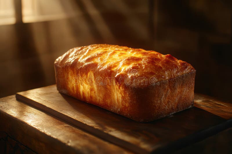 A Loaf of Bread Rests on a Rustic Wooden Table, Showcasing Its Texture ...