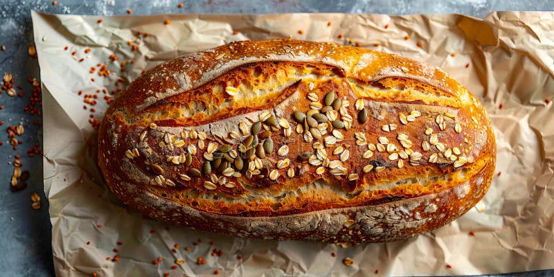 A Loaf of Bread with Seeds on Top Stock Photo - Image of fast, pumpkin ...