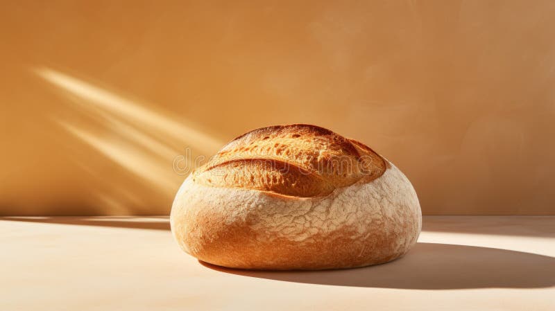 Loaf of Bread Sits on Table in Front of Wall Stock Photo - Image of ...
