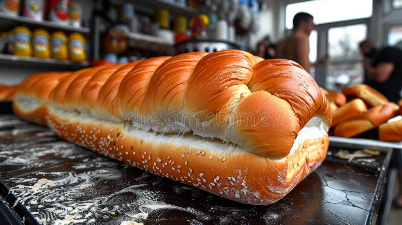 A Loaf of Bread Sitting on a Counter in Front of People, AI Stock Photo ...