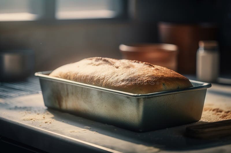 A Loaf of Bread Sitting in a Pan on a Counter Stock Illustration ...