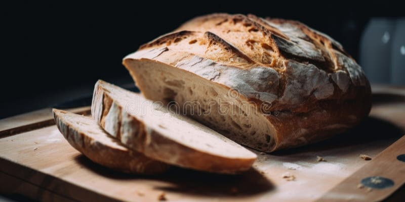 A Sliced Loaf of Bread Sitting on Top of a Cutting Board. AI Generative ...