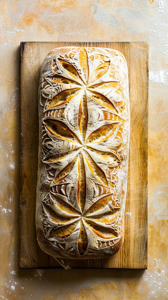 A Loaf of Bread with a Star Pattern on Top Stock Image - Image of bread ...