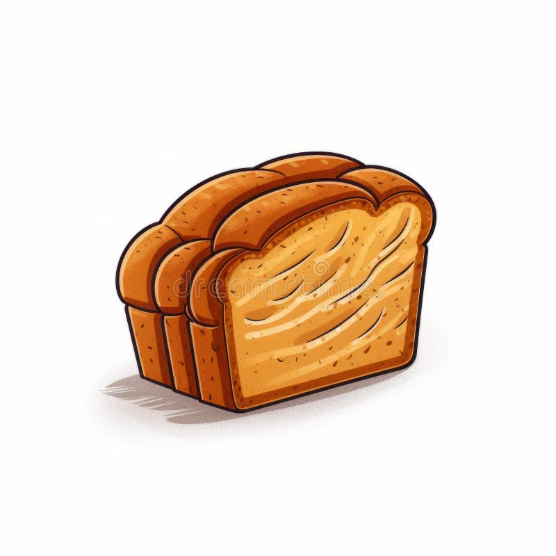 Cartoon Style Breakfast Bread Illustration on White Background Stock ...