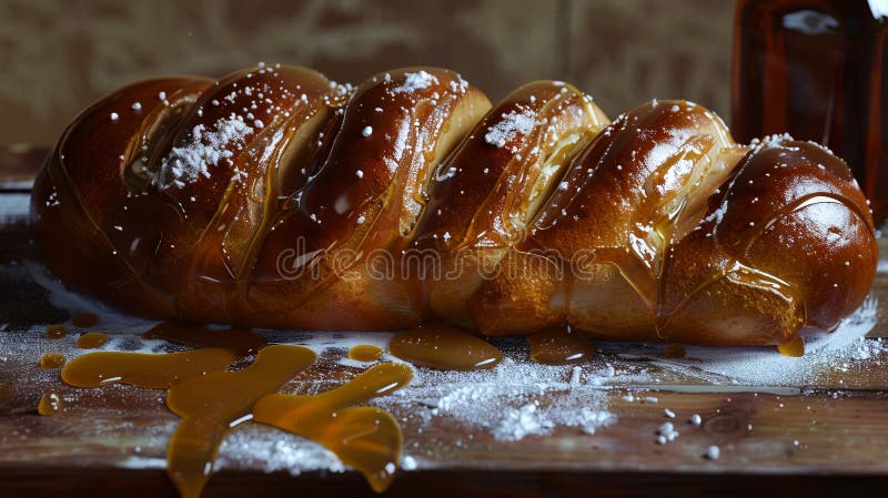 A Loaf of Bread with Sugar and Syrup on Top Stock Photo - Image of roll ...