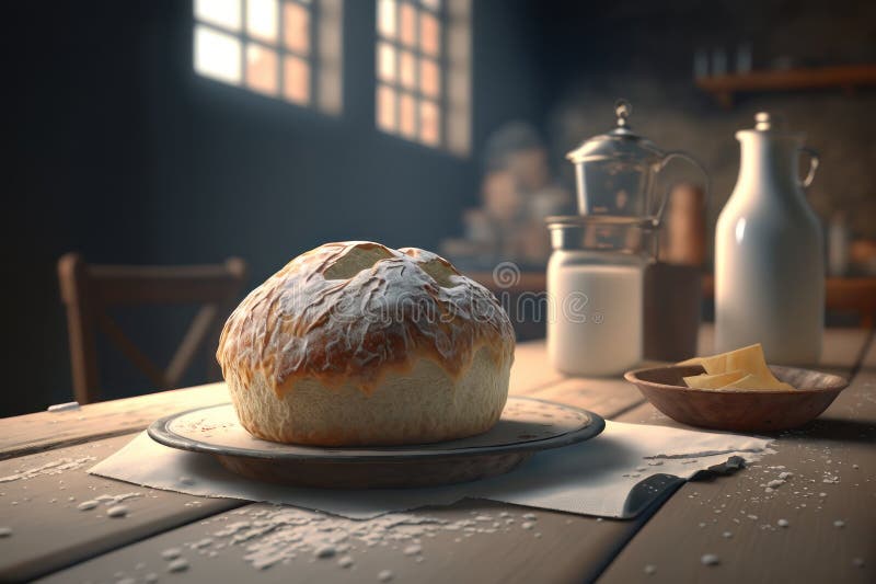 A Loaf of Bread is on the Table. AI Generative Stock Illustration ...