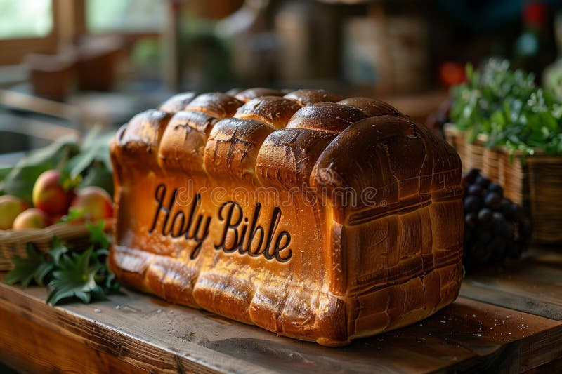 A Loaf of Bread with Text "Holy Bible". Generative AI. Stock ...