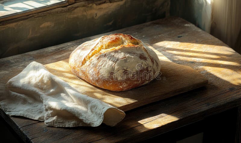 Loaf of Bread on a Wooden Board Stock Photo - Image of food, baking ...