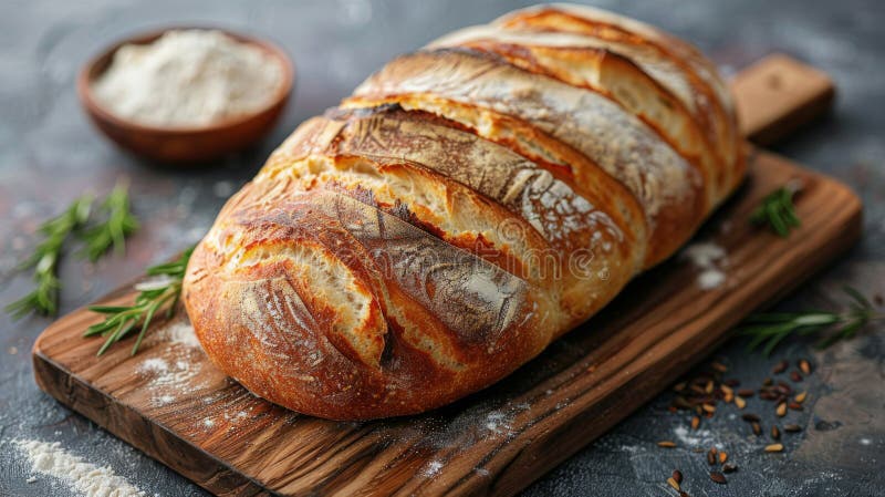 Loaf of Bread on Wooden Cutting Board Stock Photo - Image of cooking, kitchen: 311459514