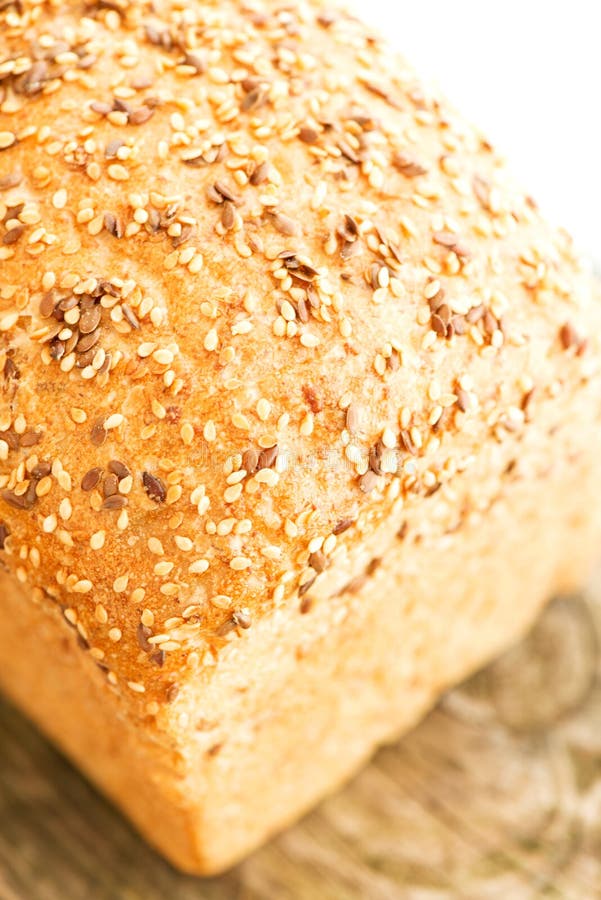 Loaf of Bread on Wooden Table Top View Stock Photo - Image of closeup ...