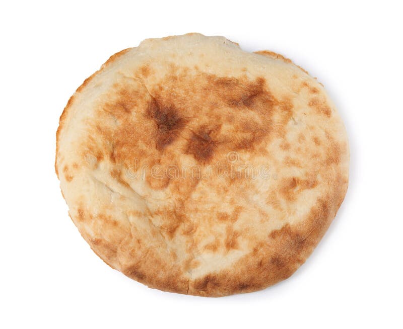 Loaf of Delicious Fresh Pita Bread on White Background, Top View Stock ...