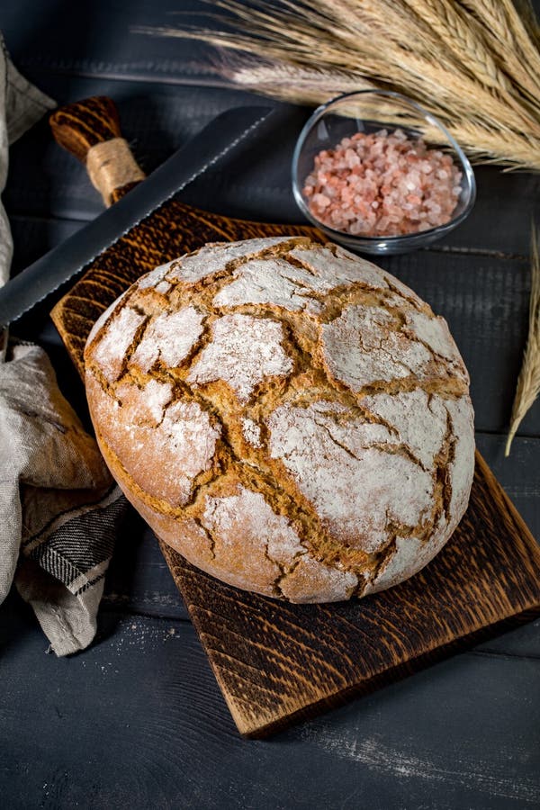 A Loaf of Fresh Country Bread. Stock Photo - Image of cutting, crust ...