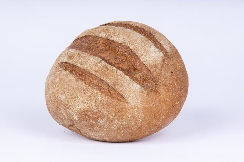 A Loaf of Fresh Crunchy Rye Bread on a White Background Stock Photo ...