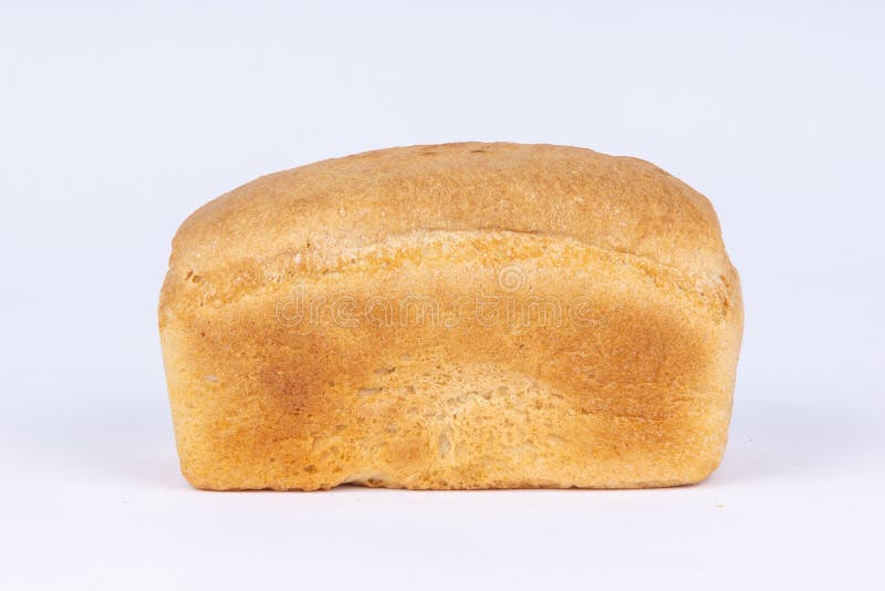 A Loaf of Fresh Crunchy Wheat Bread on a White Background Stock Image ...