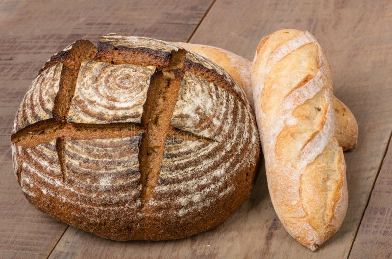 Loaf of Fresh Rye Bread on a Table Stock Photo - Image of diet ...