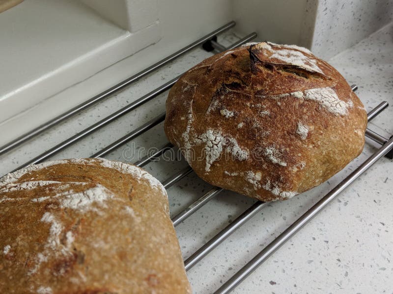 Loaf of Round, Crispy, Freshly Baked Homemade Bread Stock Photo - Image ...