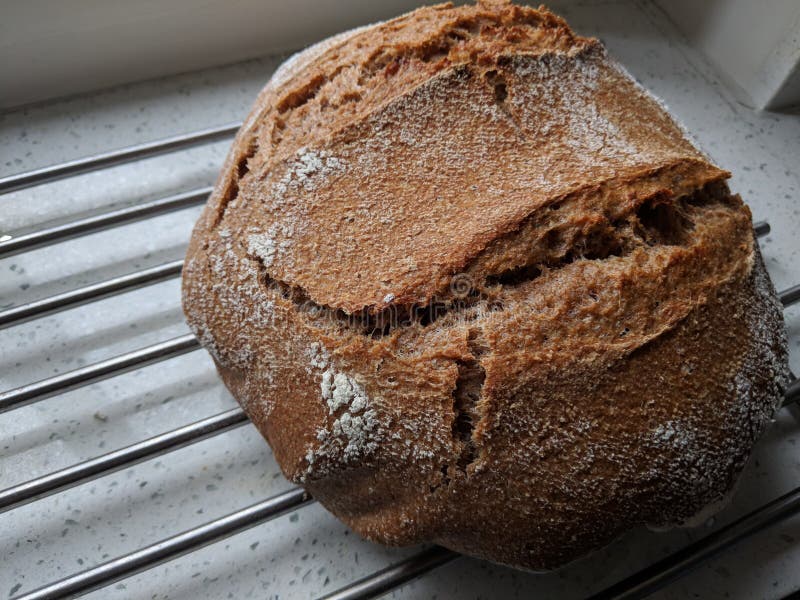 Loaf of Round, Crispy, Freshly Baked Homemade Bread Stock Image - Image ...