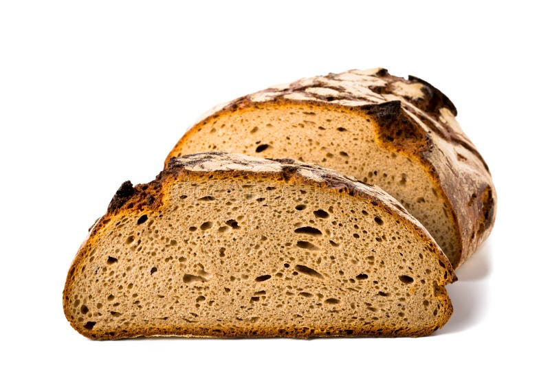 Loaf of Rustic Bread Isolated on White Background Stock Photo - Image ...