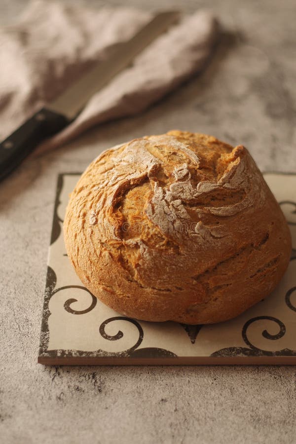 A Loaf of Rye Bread in Rustic Style Stock Photo - Image of loaf, wood ...