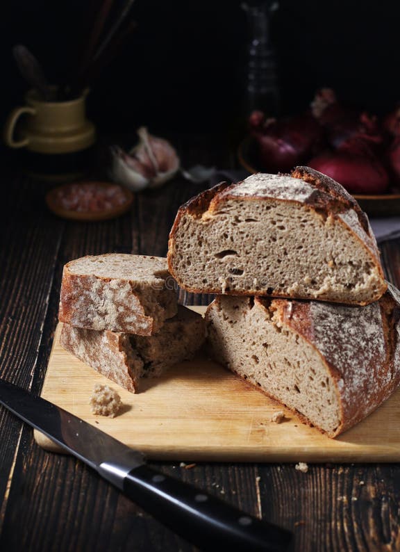 A Loaf of Rye Bread in Rustic Style Stock Image - Image of rustic ...