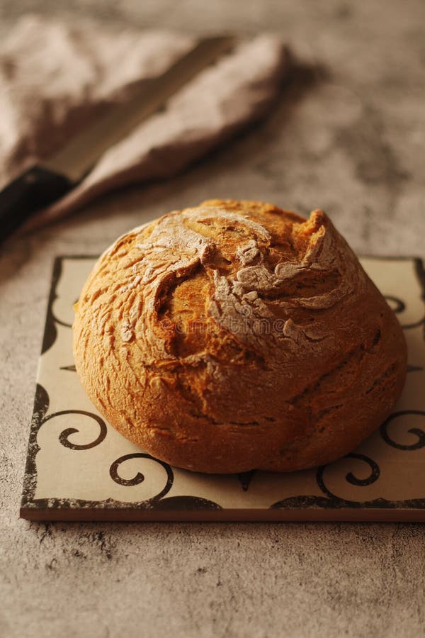A Loaf of Rye Bread in Rustic Style Stock Photo - Image of loaf, wood ...
