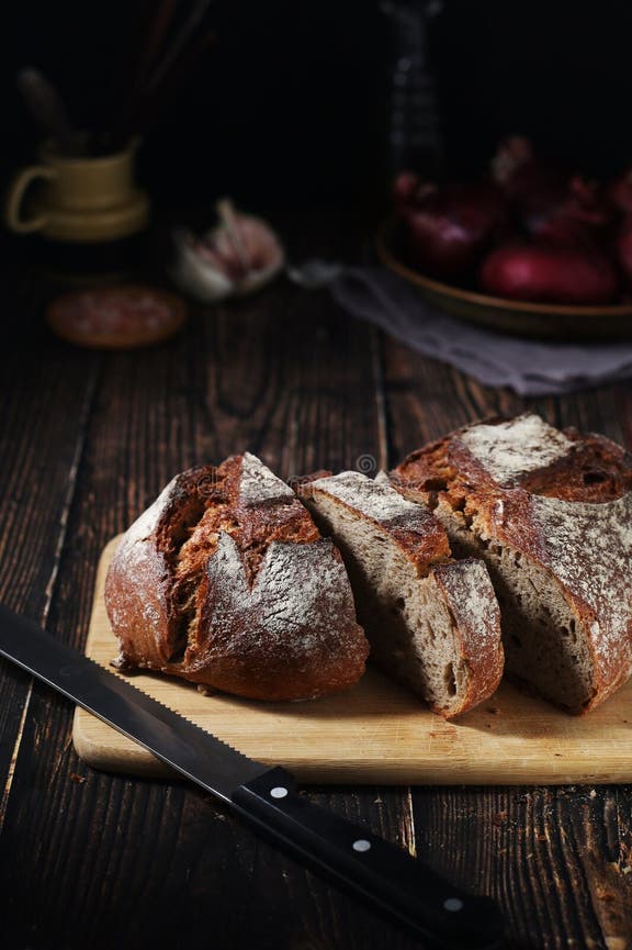 A Loaf of Rye Bread in Rustic Style Stock Image - Image of crust ...