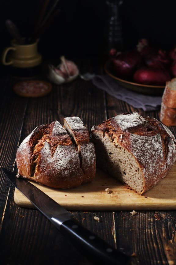A Loaf of Rye Bread in Rustic Style Stock Image - Image of organic ...