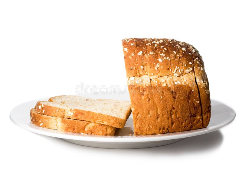 Loaf of Sliced Bread on Plate. Stock Photo - Image of fresh, rice: 986982