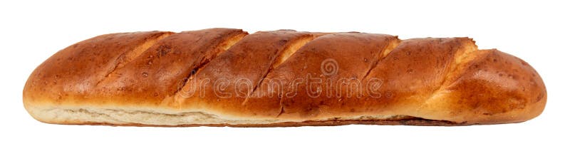 A Loaf of Wheat Bread with Cuts on a White Background. View from Above ...