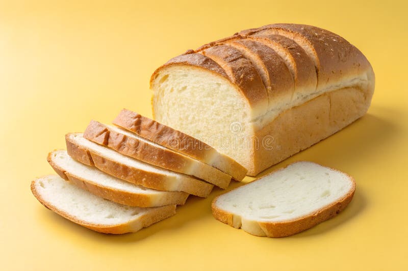 Bread Slices Loaf Soft Tmixtrue on Yellow Background. Stock ...