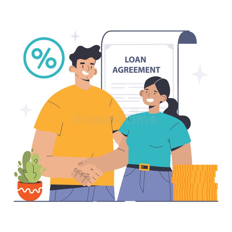 Loan Agreement Concept. Flat Vector Illustration Stock Illustration - Illustration of ...