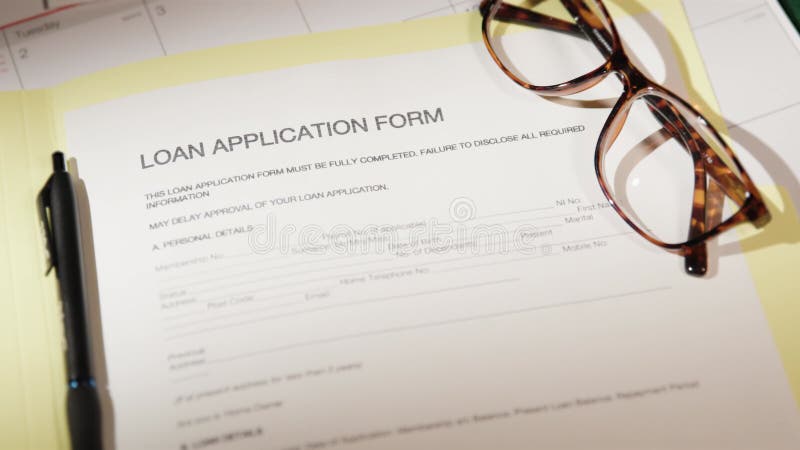 Loan Application Blank Document Form with Glasses and a Pen 3 Stock ...