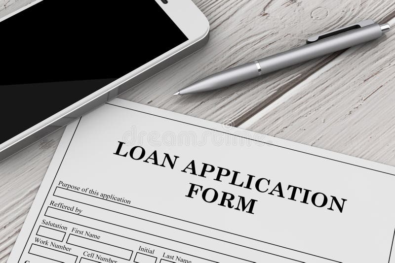 Loan Application Form with Mobile Phone and Pen. 3d Rendering Stock ...