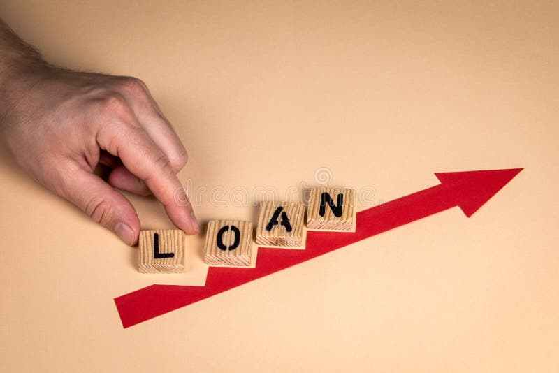 LOAN Concept. Red Arrow Indicates the Development and Growth Stock ...