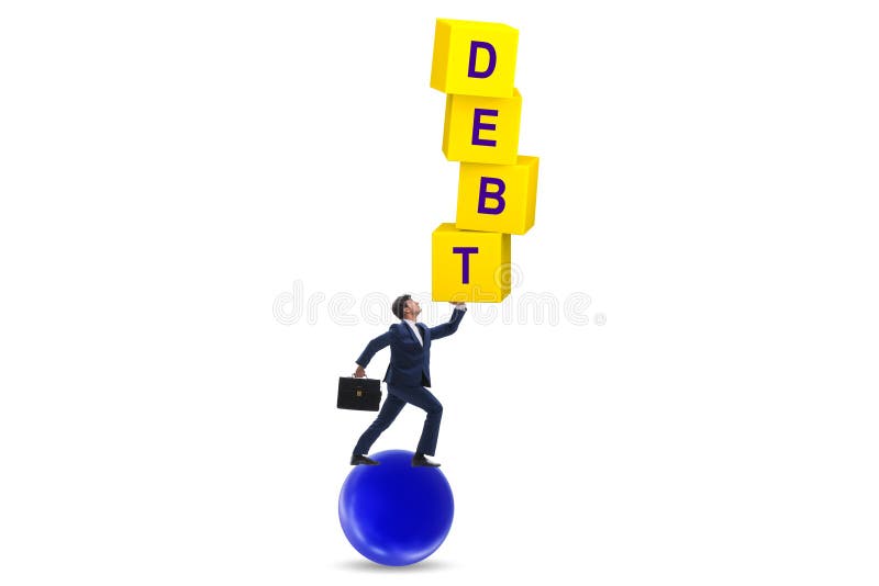 Loan and Debt Concept with Cubes and Businessman Stock Photo - Image of ...
